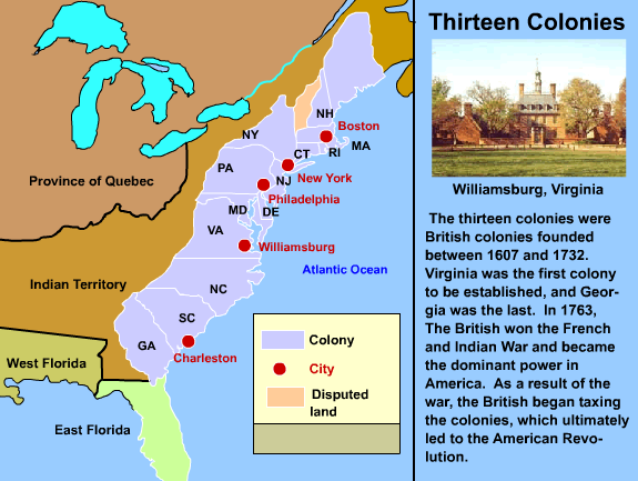 13 Colonies Interactive Map